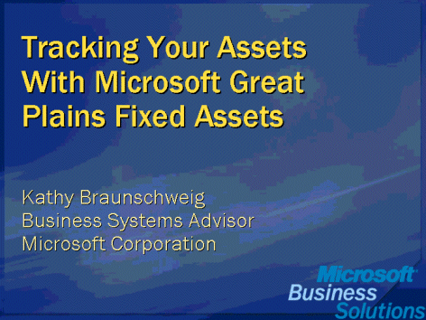 Tracking Your Assets With MS Great Plains Fixed Assets | mibuso.com